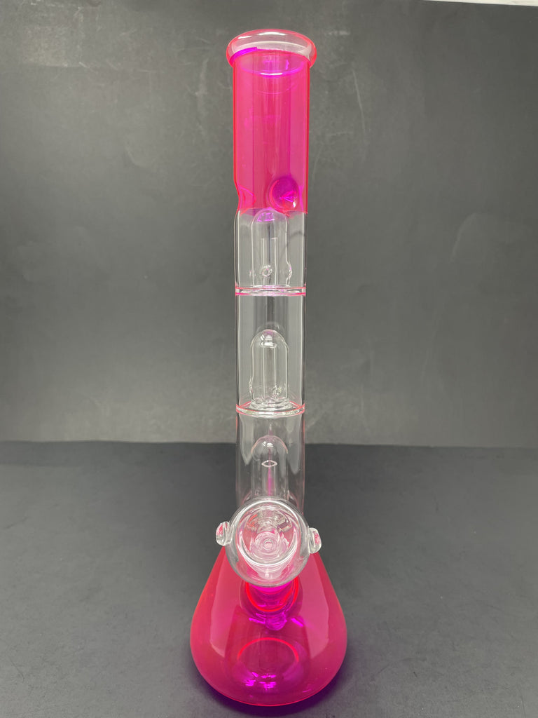 14" Neon Pink Triple Percolator Bong
