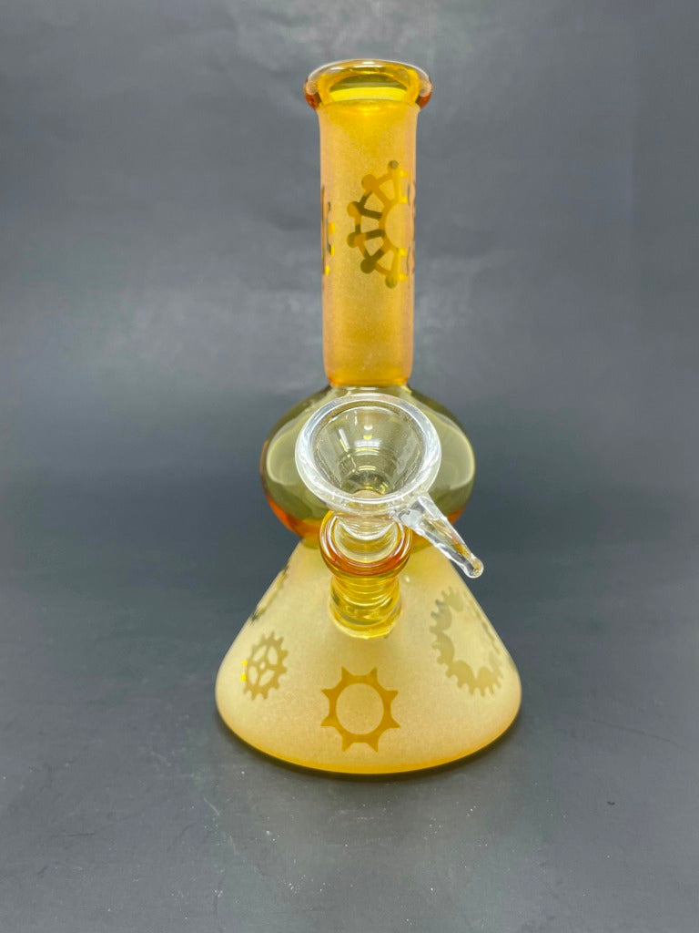 7" Assorted Design Gold Sandblasted Bongs