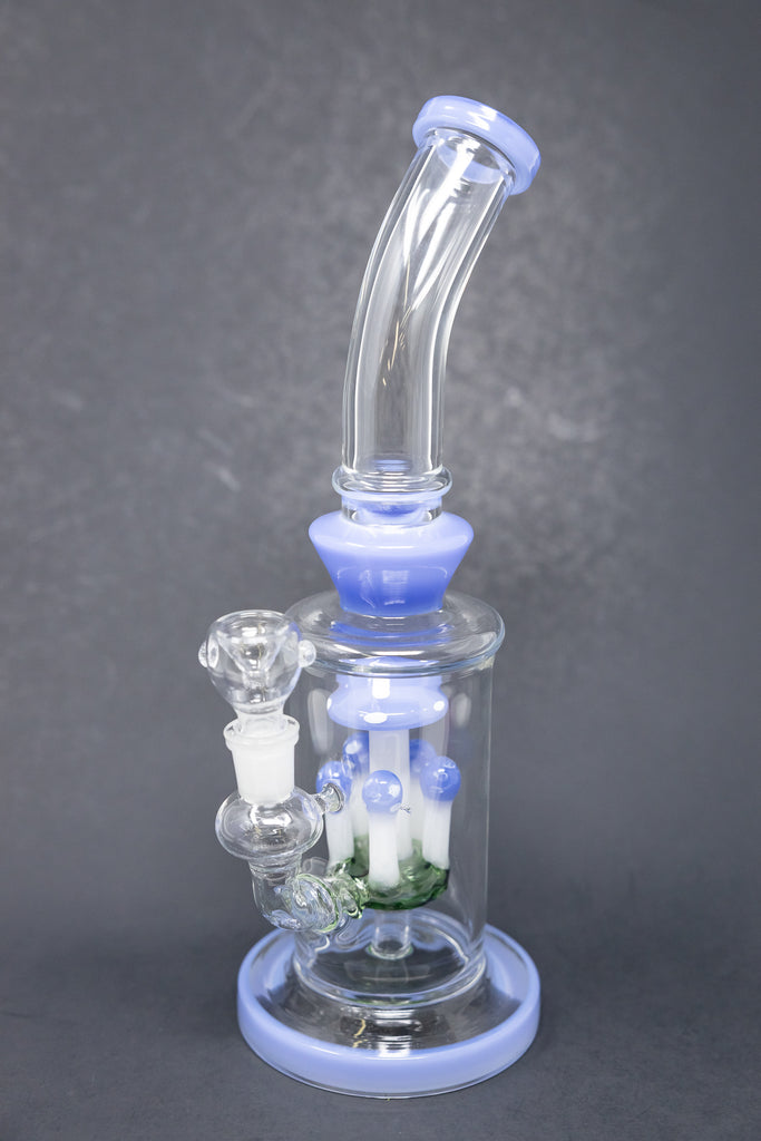10" Milky Blue Shower Bend Mushroom Bong