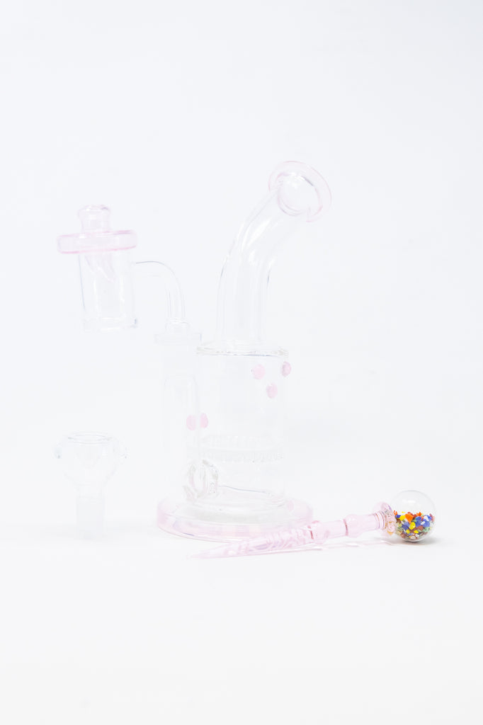 7" Pink Honeycomb Dab Rig Kit Combo