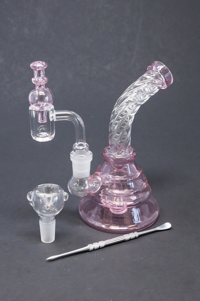 7" Pink Twisted Dab Rig Kit Combo