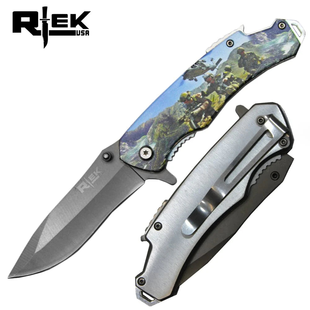 4.5" Rtek Tactical Serviceman Assist-Open Knife W/ Bottle Opener & Gla