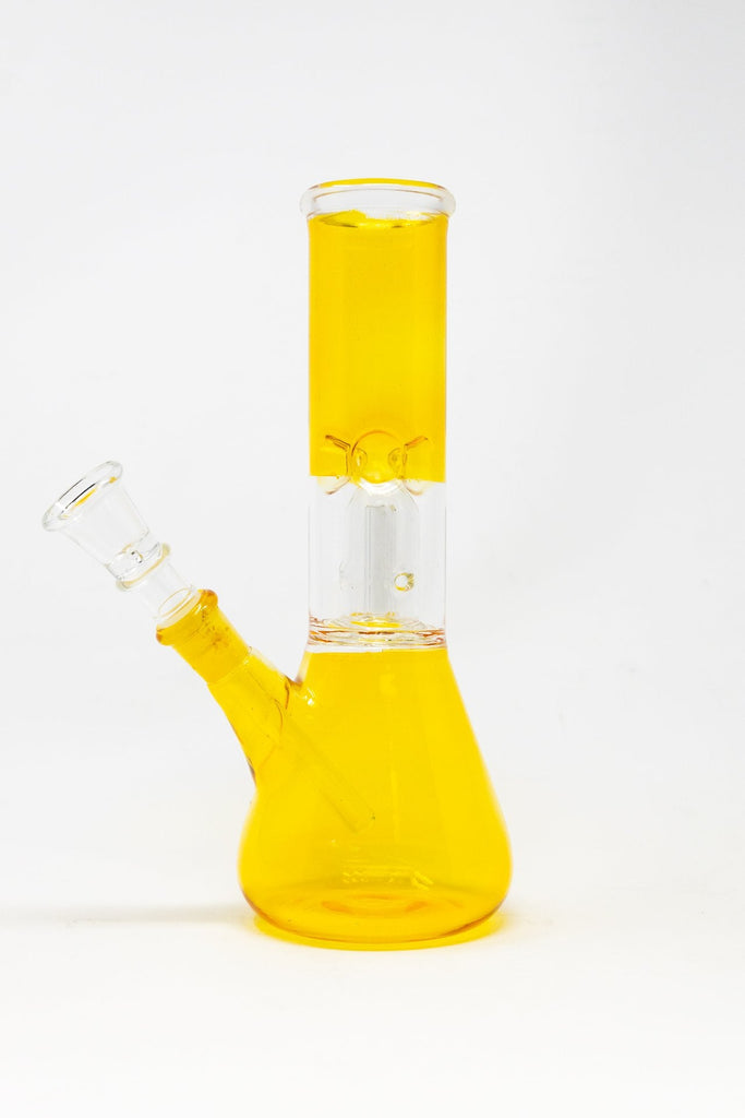 8" Yellow Single Perk Bong w/ Ice Catcher