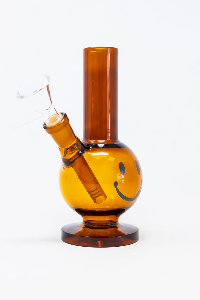 5" Amber Smiley Face Bong